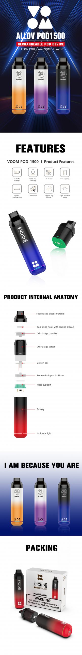 VOOM POD 1500 - Experienced Electronic cigarette supplier