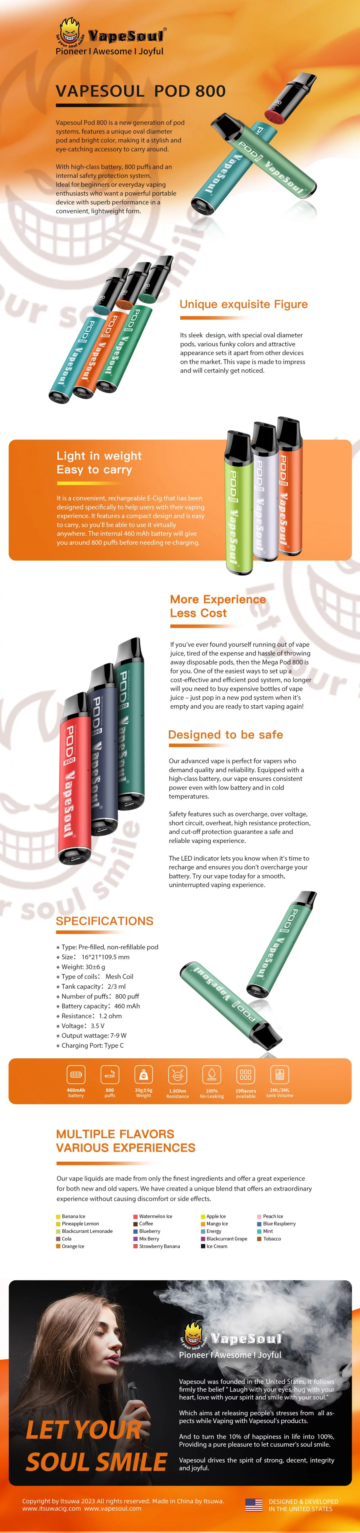 Vapesoul pod-800 - Experienced Electronic cigarette supplier