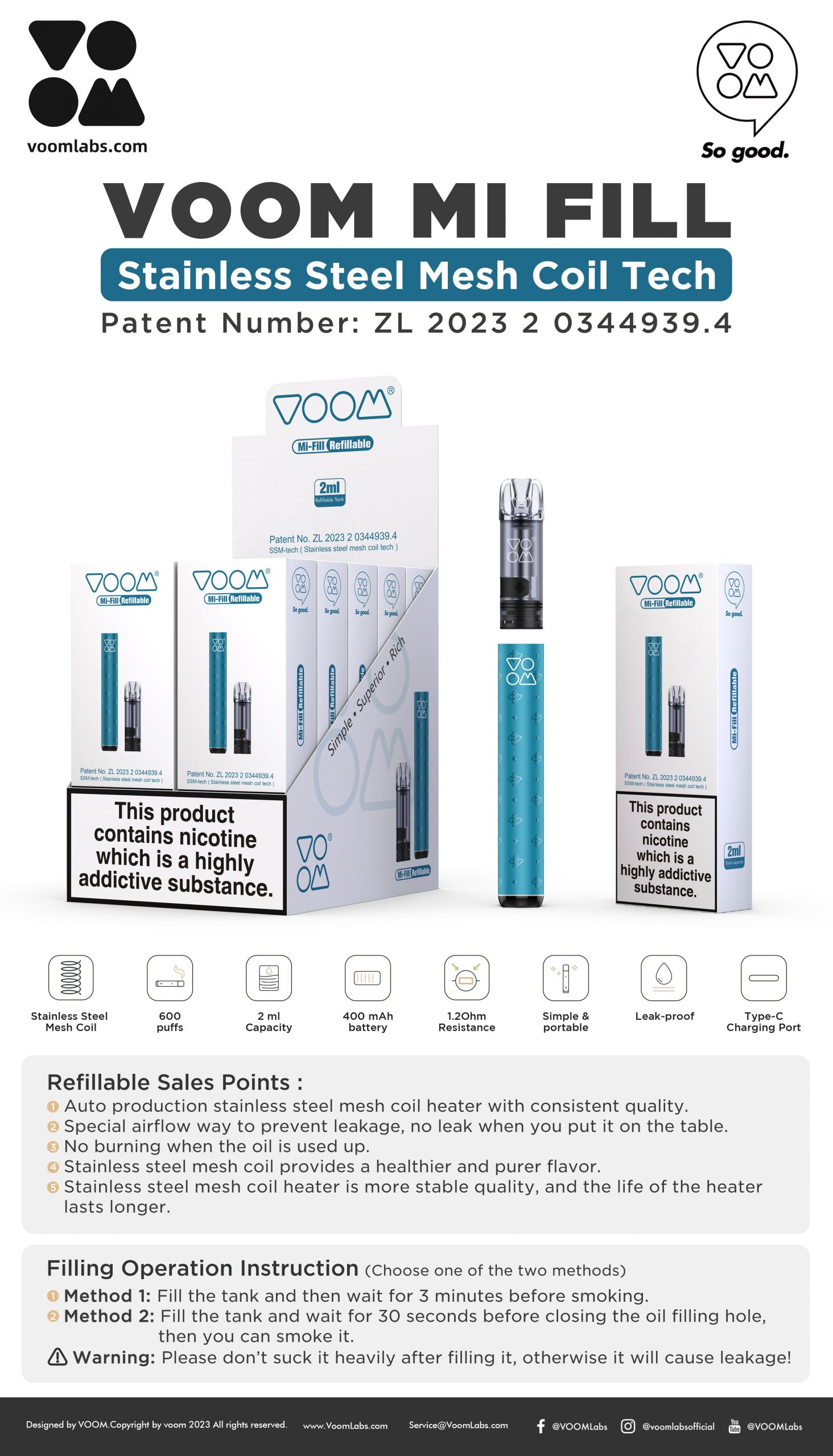 VOOM Mi-Fill - Experienced Electronic cigarette supplier