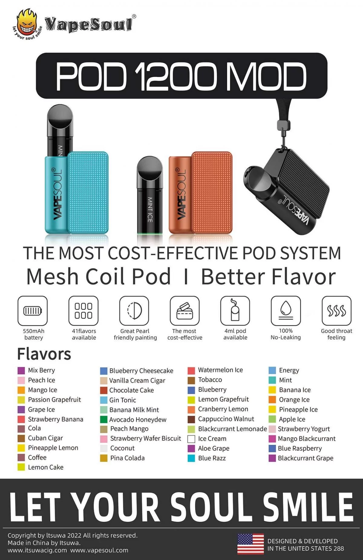 VapeSoul POD 1200 MOD - Experienced Electronic cigarette supplier