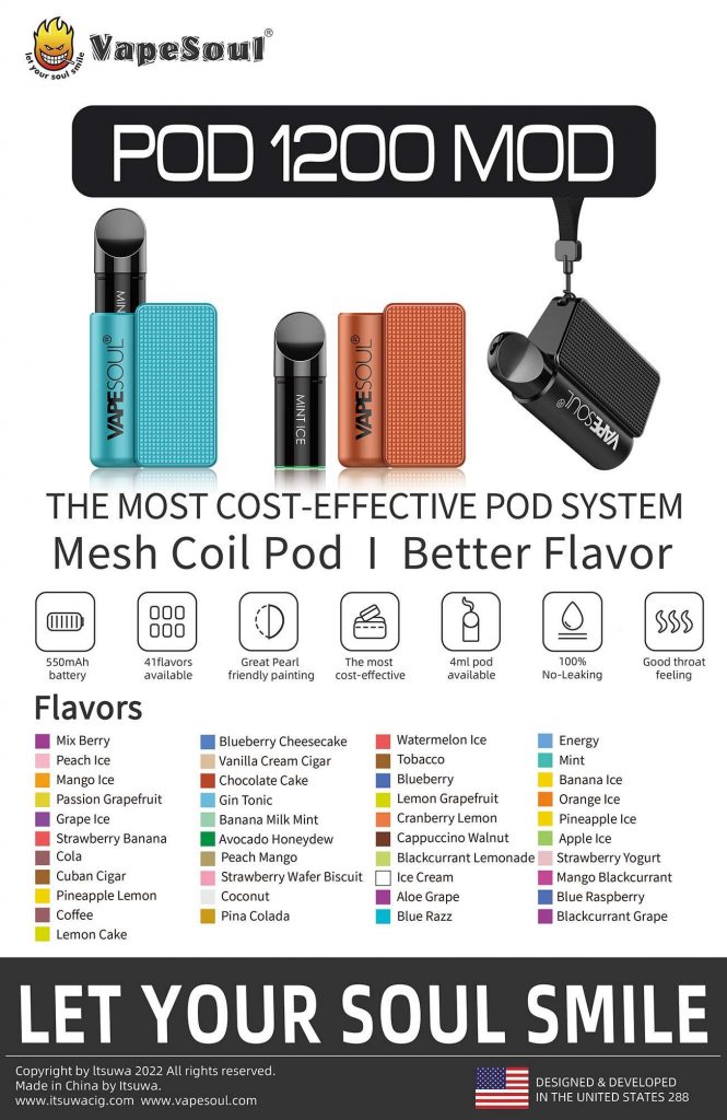 VapeSoul POD 1200 MOD - Experienced Electronic cigarette supplier