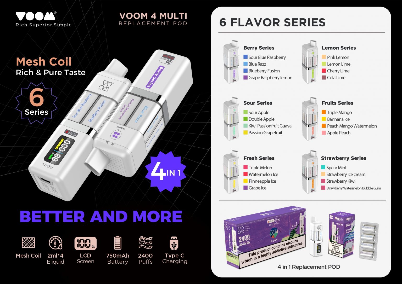 VOOM 4 MULTI - Experienced Electronic cigarette supplier